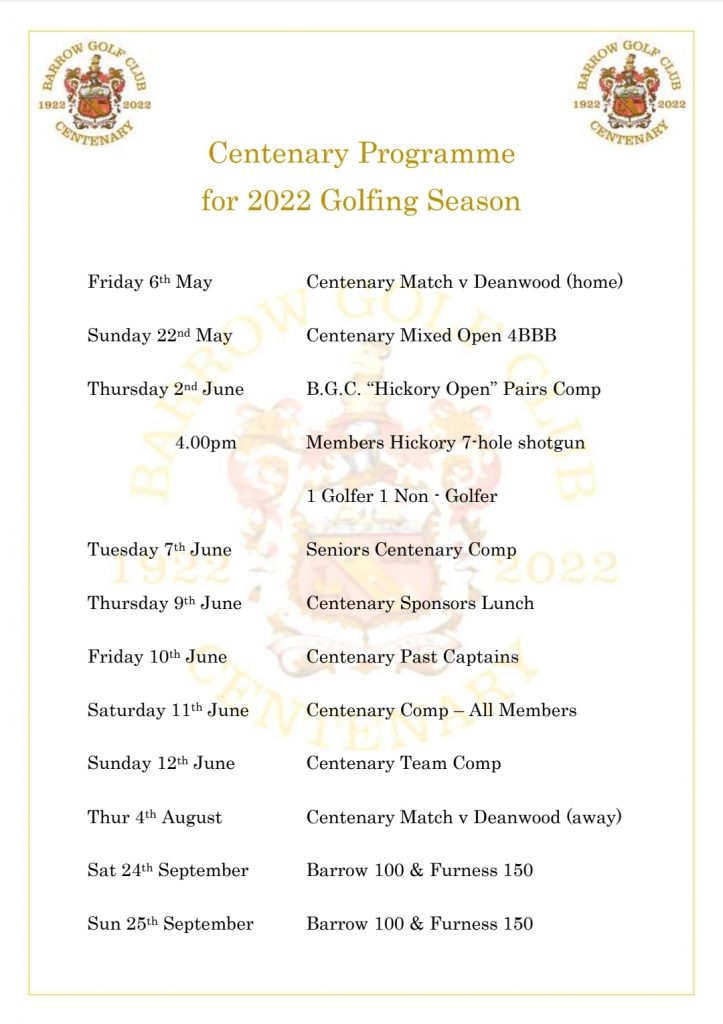 Centenary Programme - upcoming events for our Centenary Celebrations ...