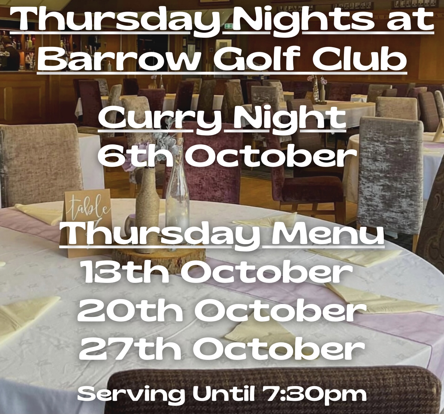Upcoming Restaurant Events-December - Barrow Golf Club