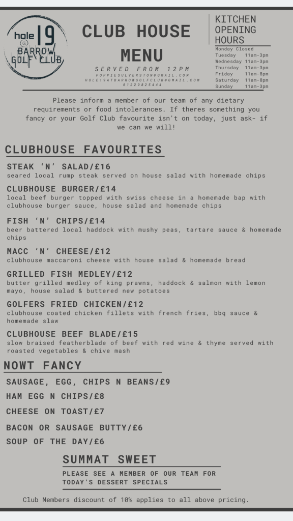 Our Restaurant - Barrow Golf Club