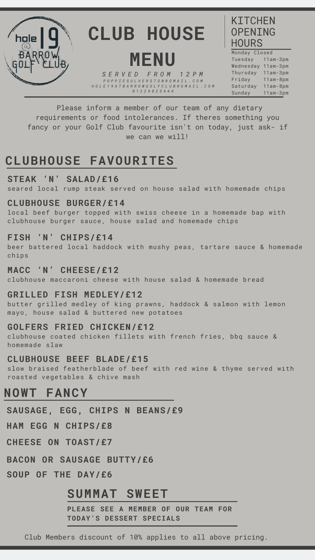 Our Restaurant - Barrow Golf Club